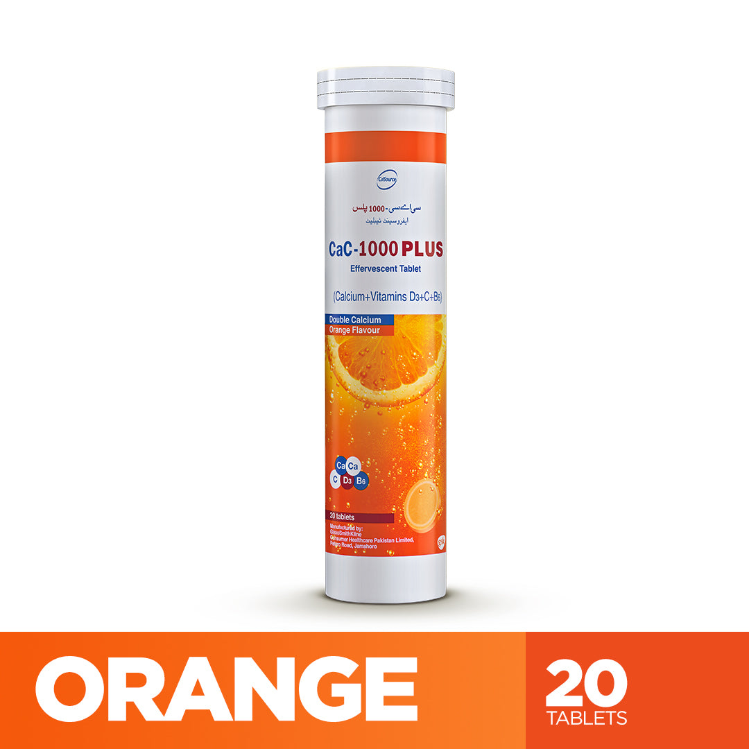 CaC 1000 Plus Effervescent Orange Flavor 20 Tablets | Buy Online via ...